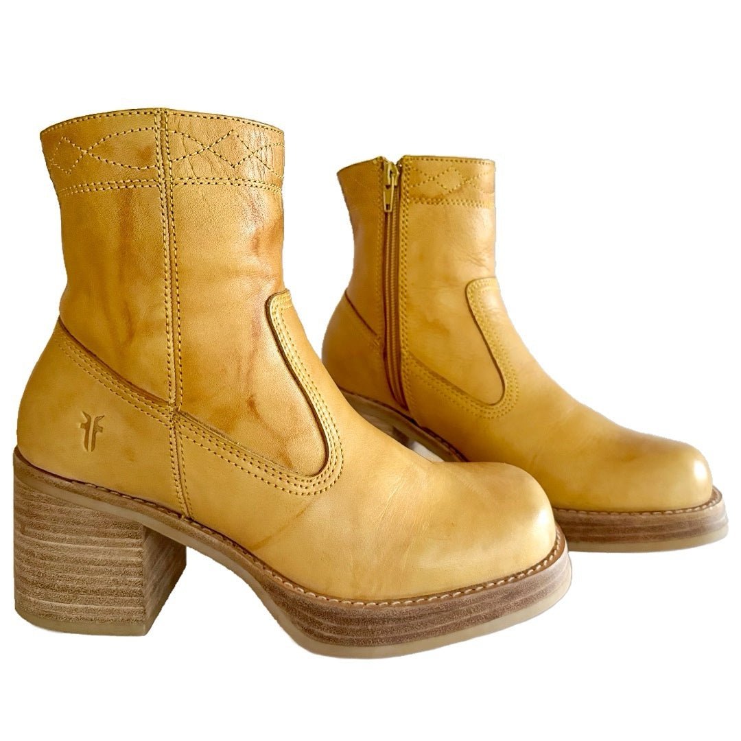 FRYE Banana Platform Villager Zip Stitch Vintage Y2K Ankle Boots – Botablu